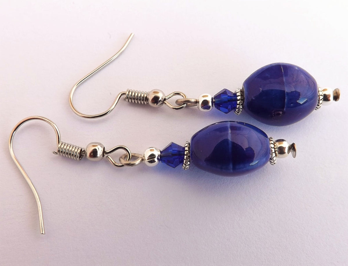 Dark Blue Bead Earrings – Kathryn Design Jewellery